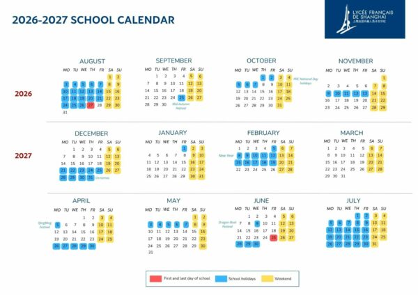 School calendars - Lycée Français de Shanghai